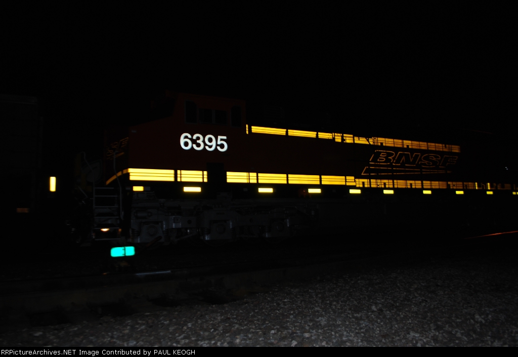 BNSF 6395 rolls south as a rear DPU unit on a loaded coal train.